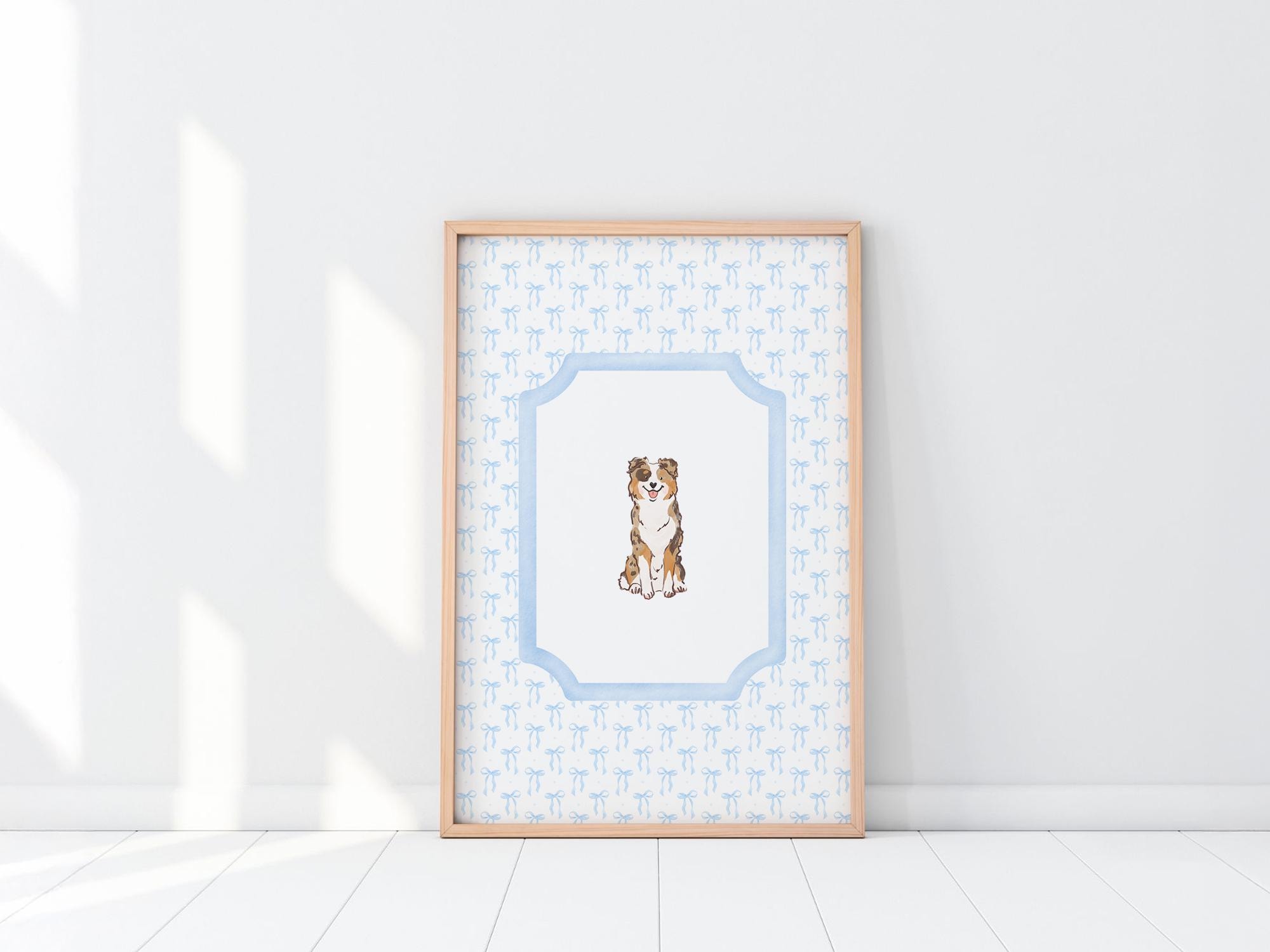 Personalized Australian Shepherd Print Gifts Custom Preppy Blue ...