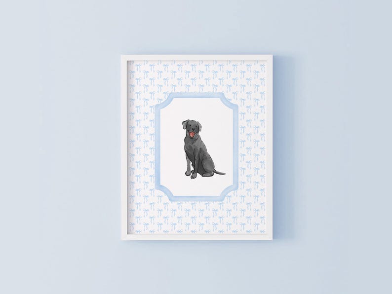 Personalized Labrador Retriever Print, Blue Custom Dog Portrait, Lab ...