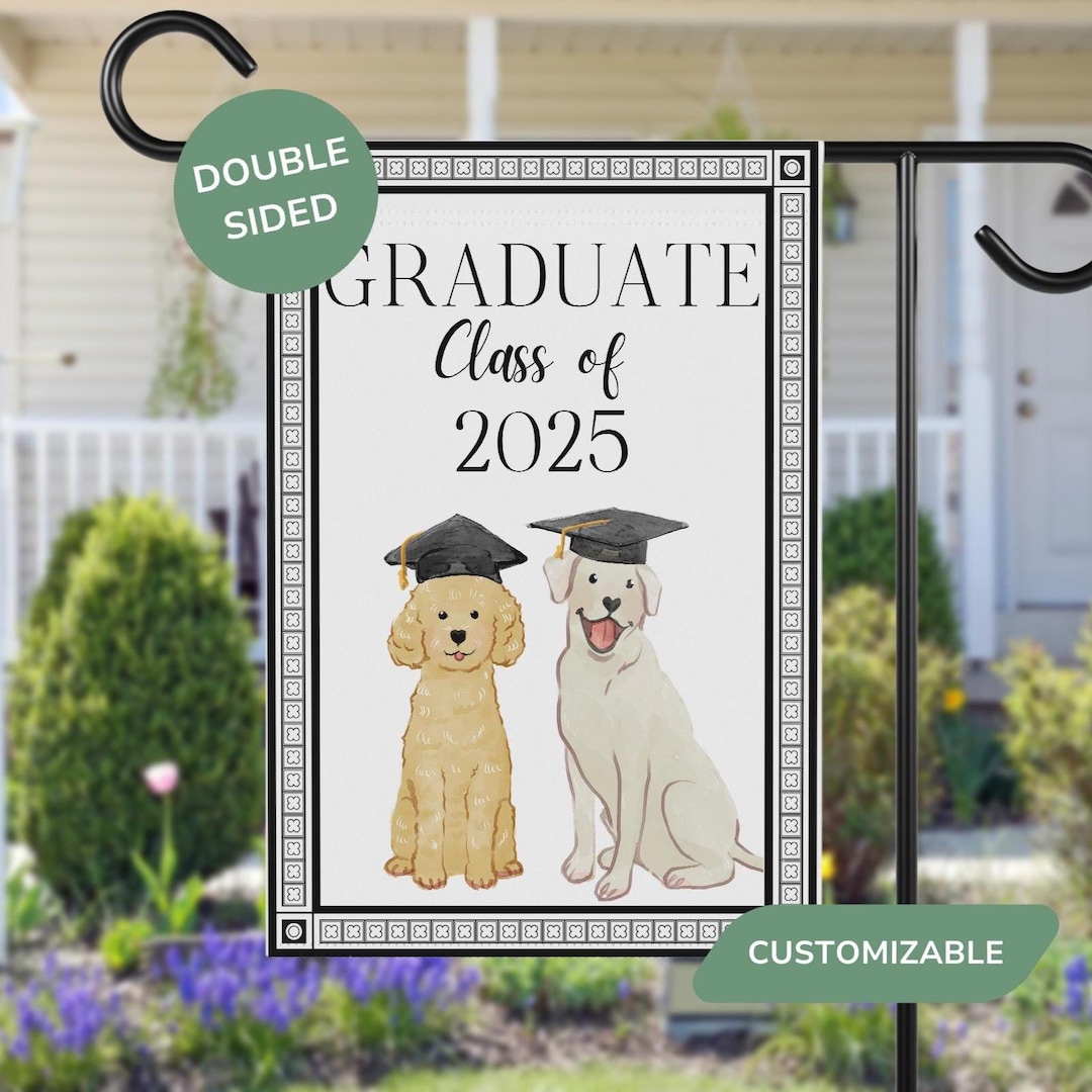 Custom Graduation Dog Flag, Personalized College or High School Grad ...