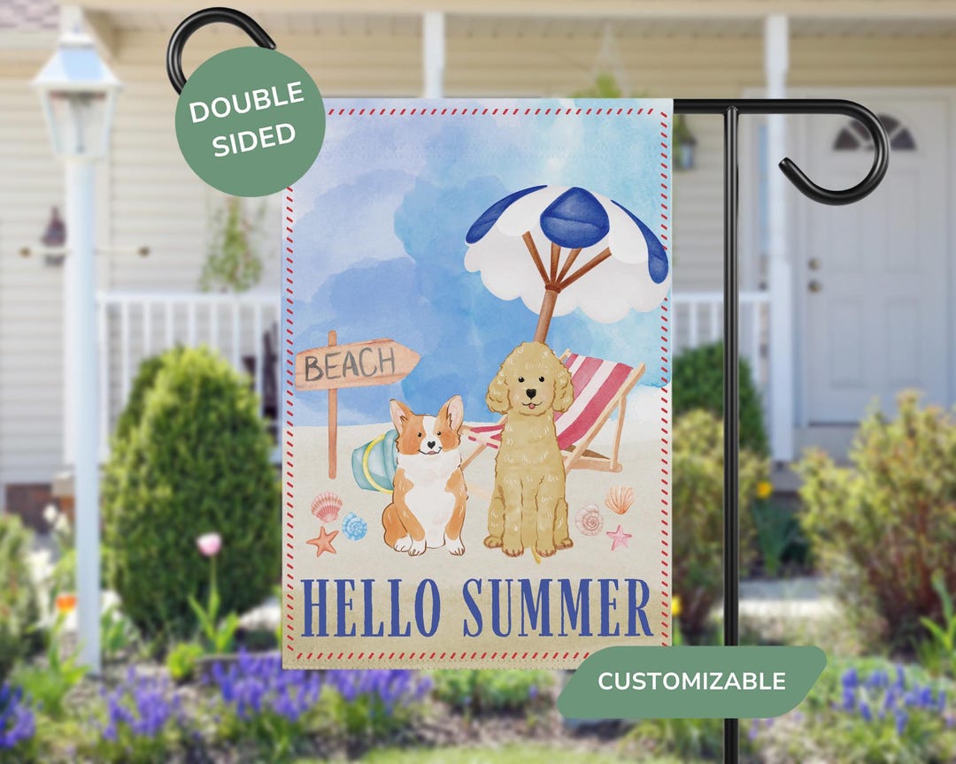 Personalized Dog Garden Flag, Custom Summer Pet Welcome Sign, Lake ...