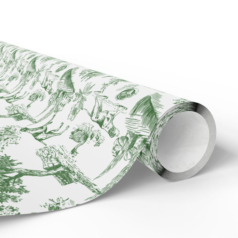 Hunter Green German Shorthaired Pointer Gift Wrapping Paper, Toile GSP ...
