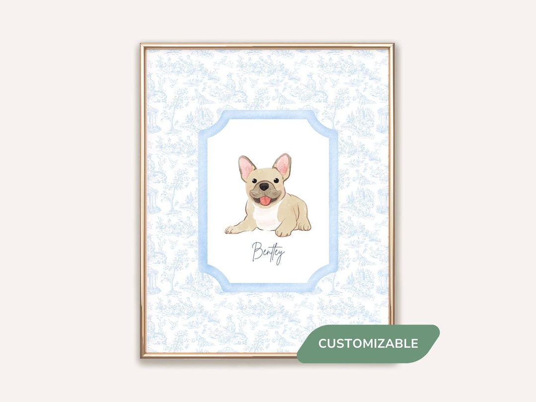 Personalized French Bulldog Print Gifts, Custom Preppy Botanical Dog ...