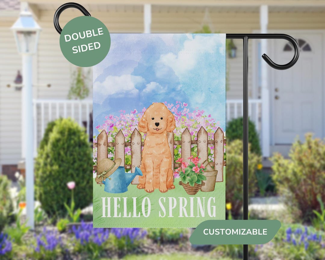 Personalized Dog Garden Flag, Custom Pet Yard Art W/ Goldendoodle ...