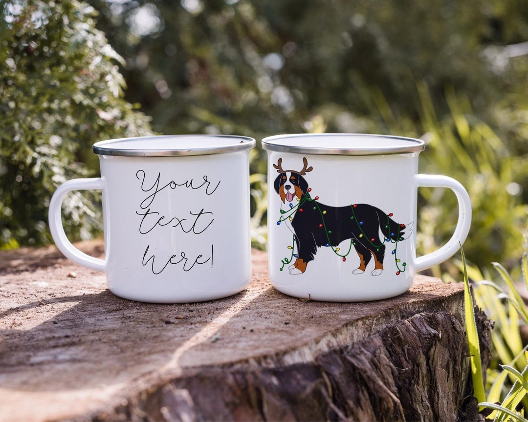 Custom Bernese Mountain Dog Christmas Enamel Mug, Personalized Pet ...