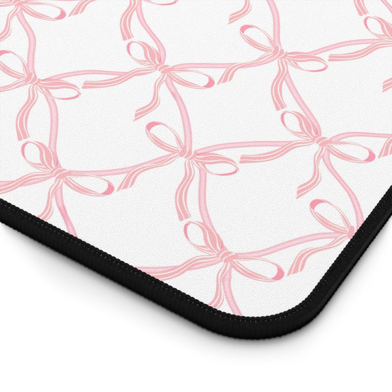 Custom Desk Mat, Monogram Pink Coquette Large Mousepad, Bow Aesthetic ...