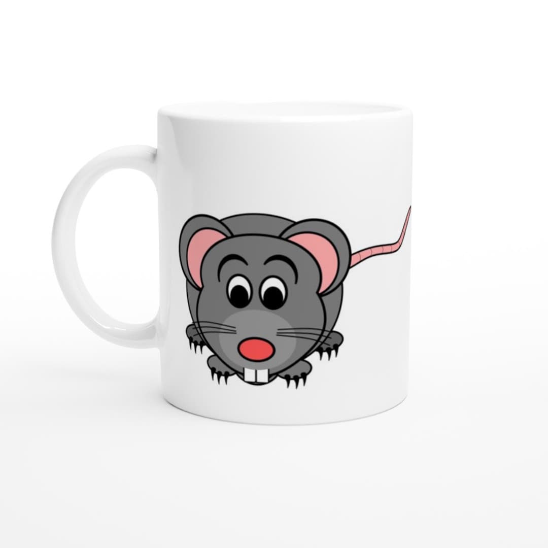 Cartoon Rat Mug, Grey Rat Cup, Rodent Mug, Gift Idea for Rat Lovers ...