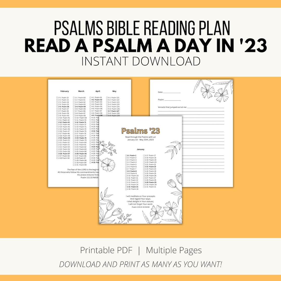 Psalms Bible Reading Plan, Checklist, & Coloring Pages - Etsy