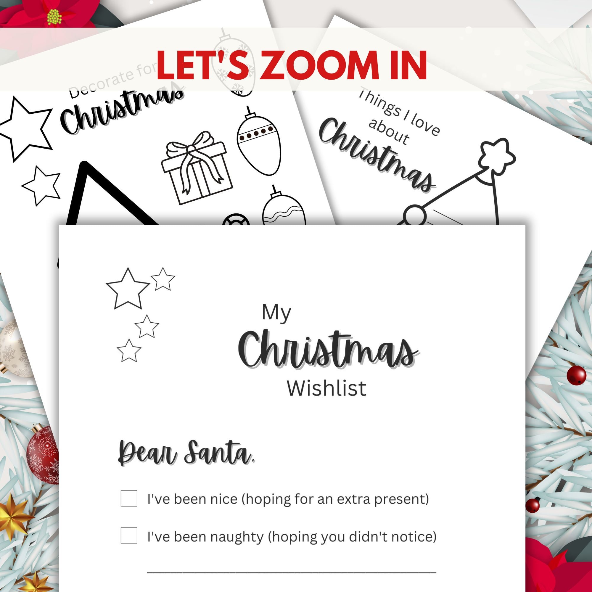 Printable Christmas Wishlist Coloring Pages - Etsy
