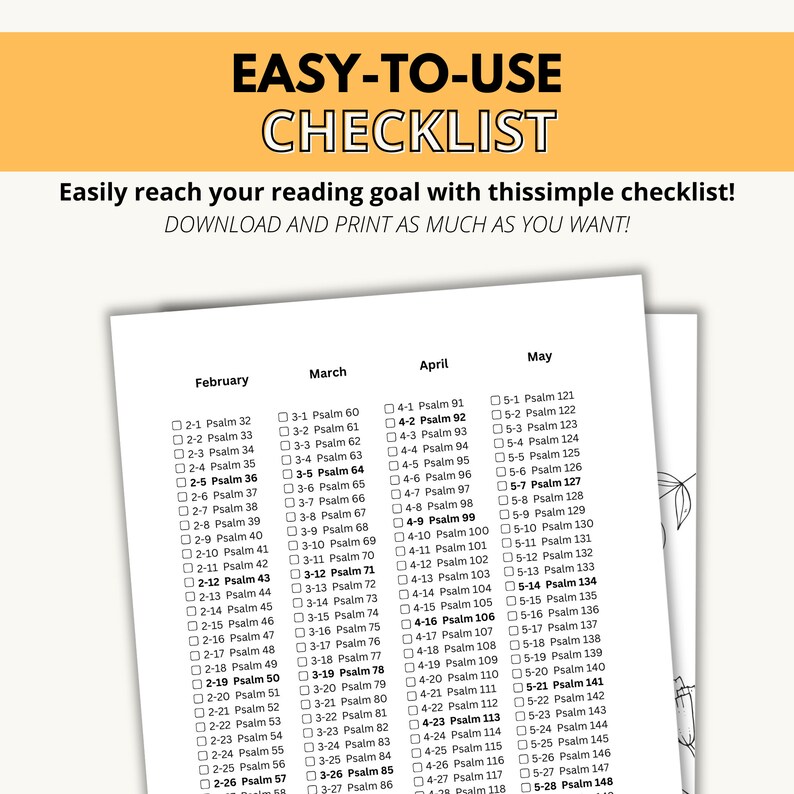 Psalms Bible Reading Plan, Checklist, & Coloring Pages - Etsy
