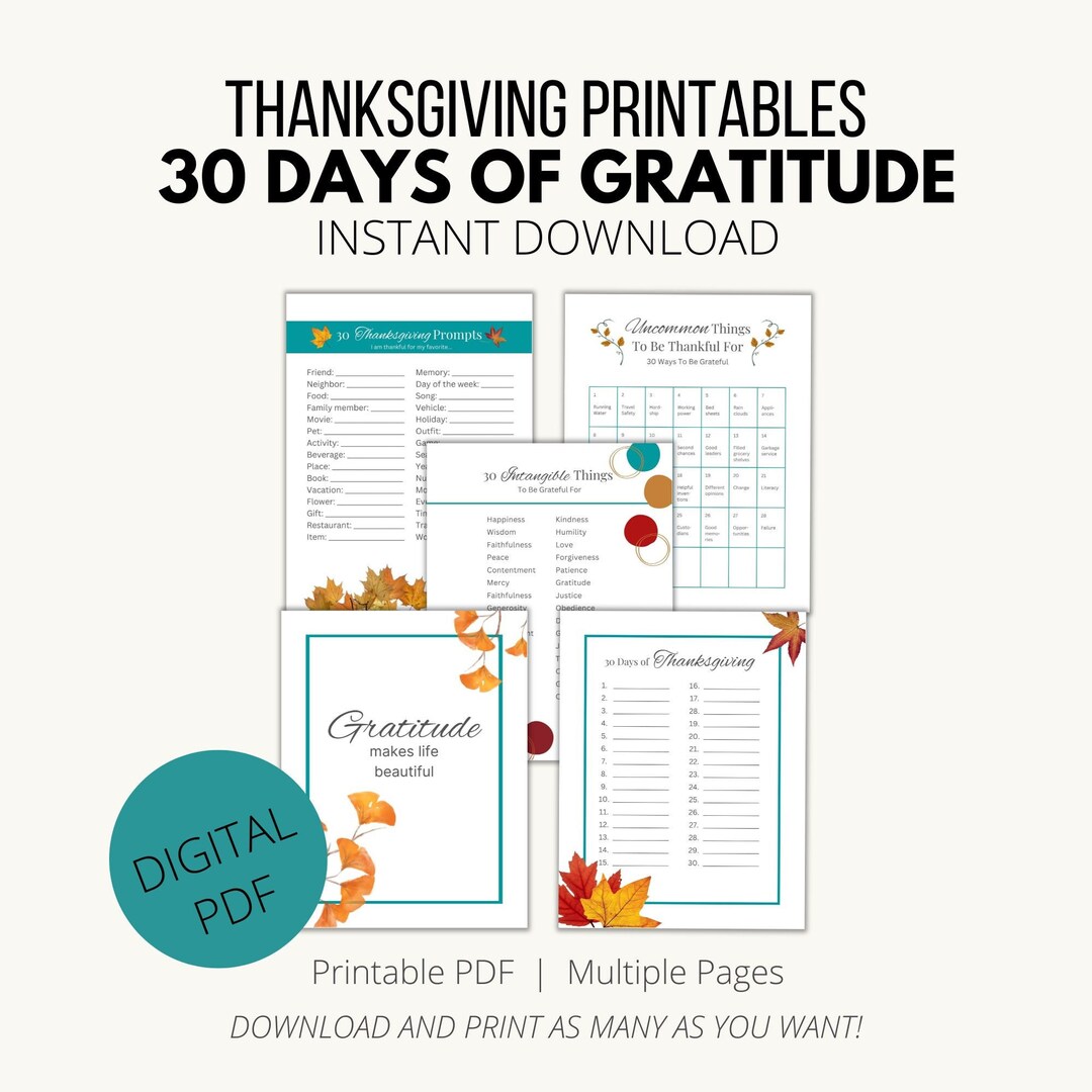 Thanksgiving Gratitude List Wall Art Printable - Etsy