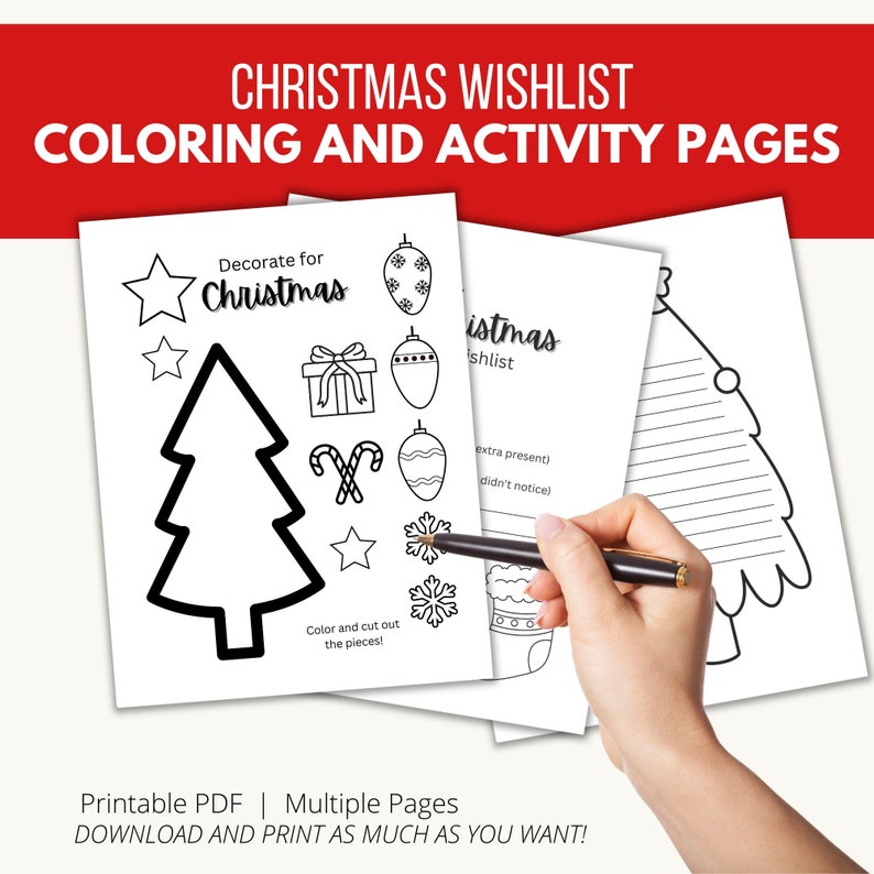 Printable Christmas Wishlist Coloring Pages - Etsy