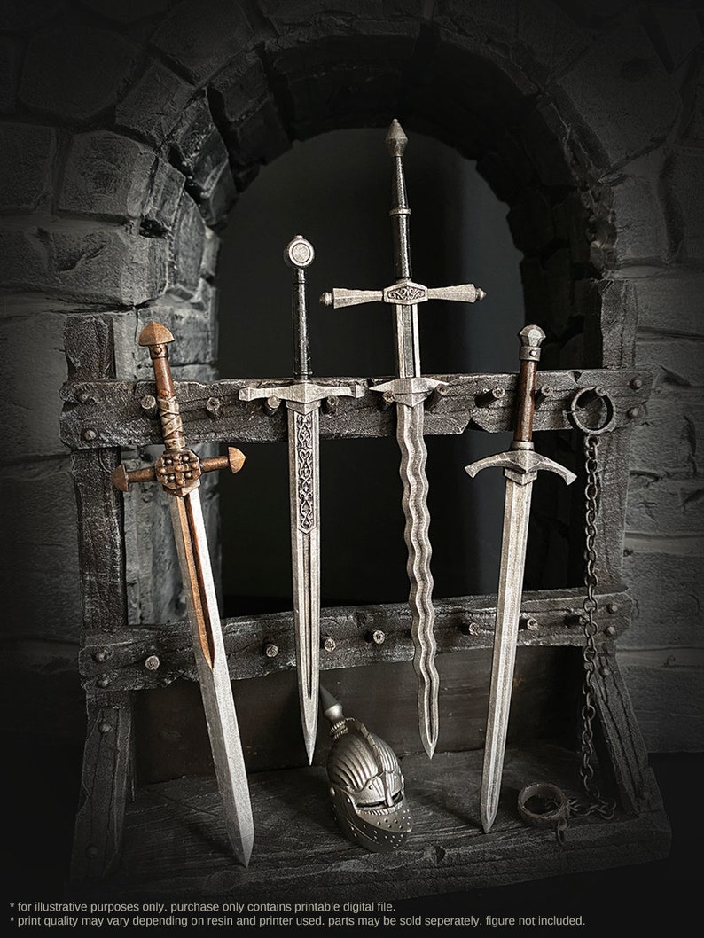 Ornate Sword - Set Sword Blade + Sword Hilt - 3D File Pre Supported and ...