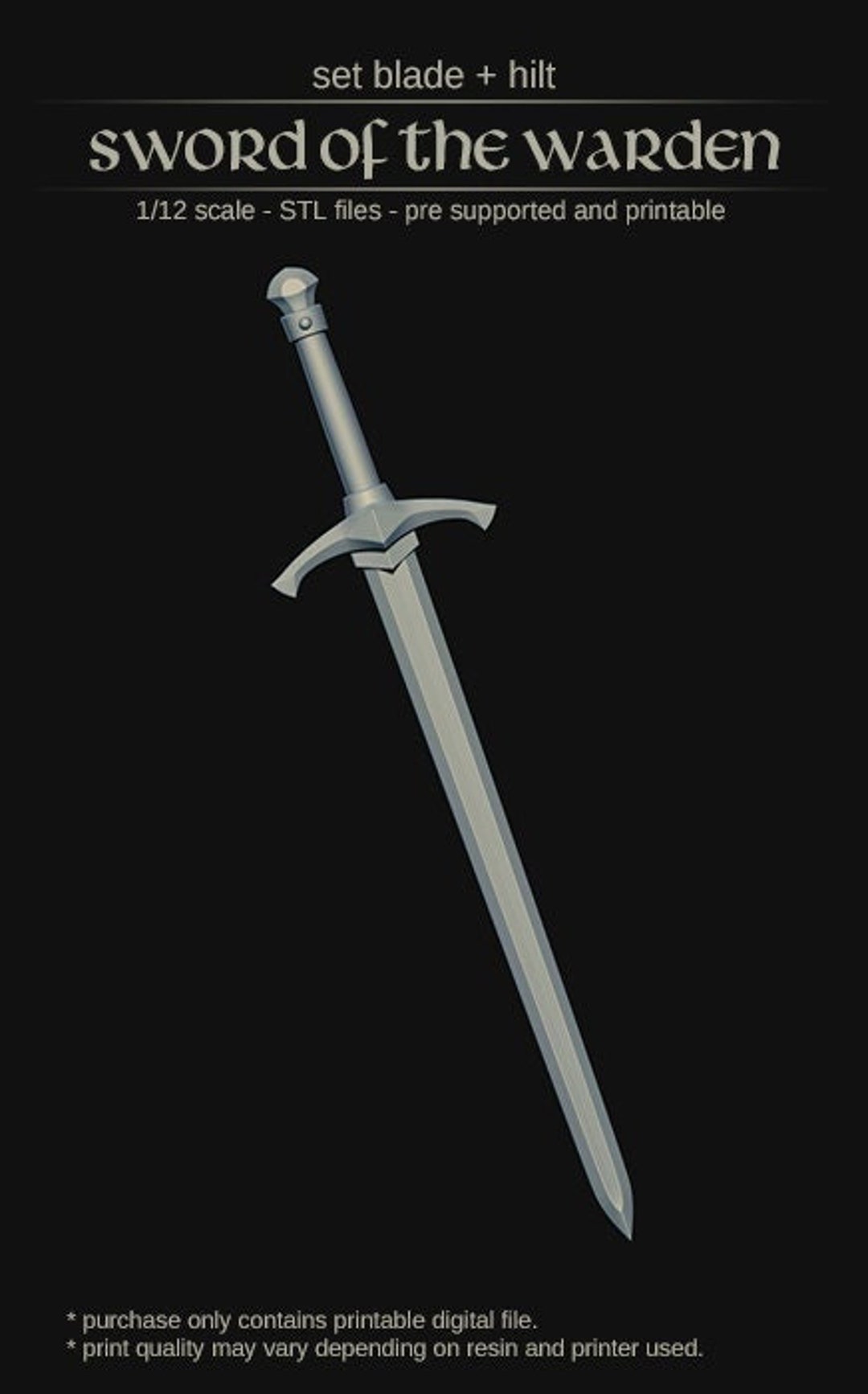 Warden Sword Set Sword Blade Sword Hilt 3D File Pre Supported and ...