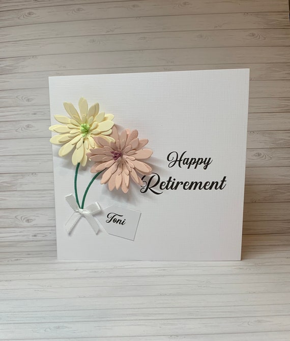 Personalised Retirement Card Handmade Flowers - Etsy UK