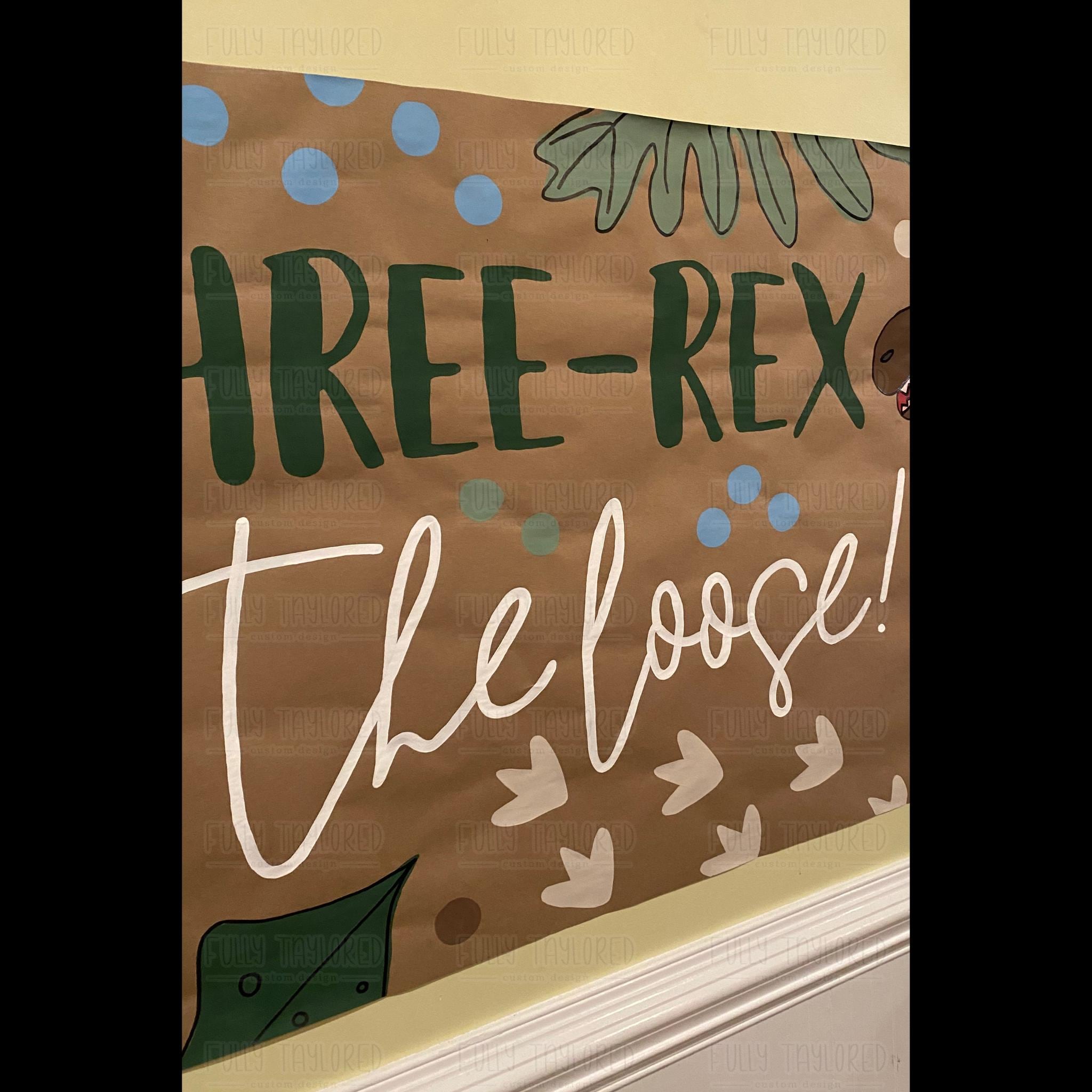 Custom Painted Banner | Three Rex | Dinosaur | Boy | Birthday | Butcher ...