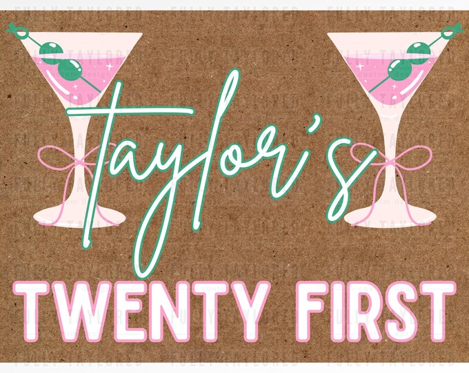 Custom Painted Banner | Twenty First | 21 | Martini | Birthday ...