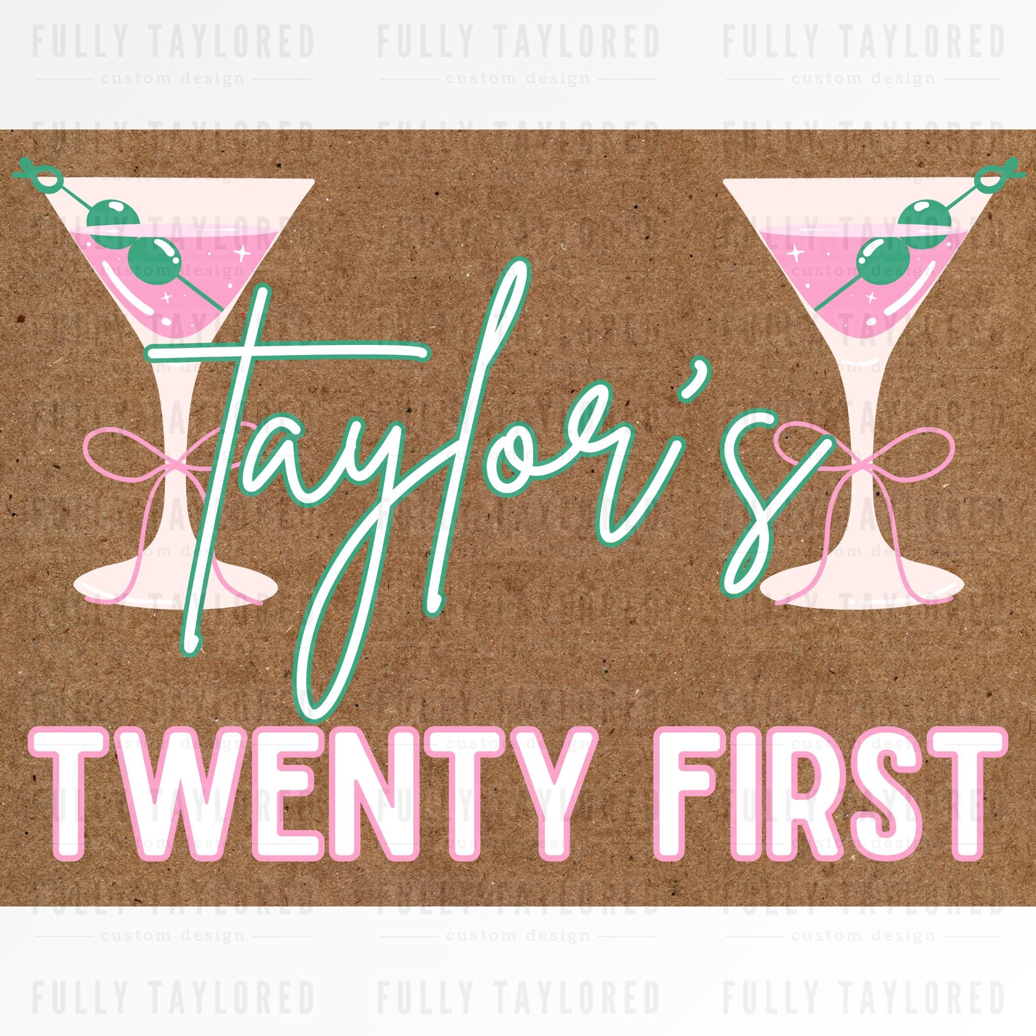Custom Painted Banner | Twenty First | 21 | Martini | Birthday ...