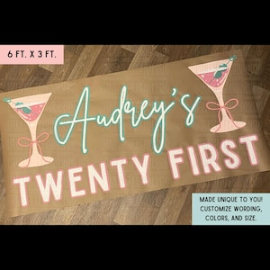 Custom Painted Banner | Twenty First | 21 | Martini | Birthday ...