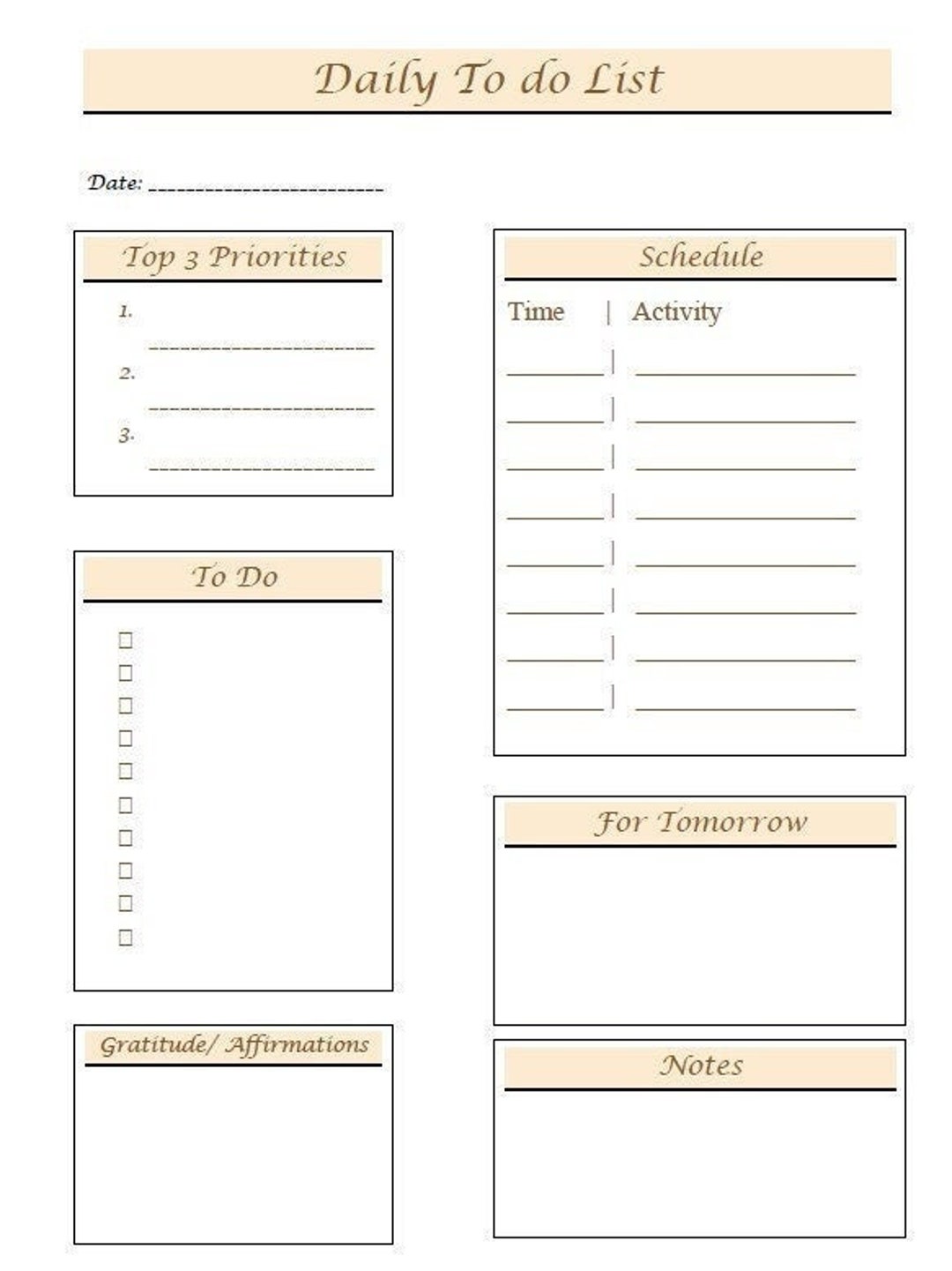 To Do List (printable) - Etsy
