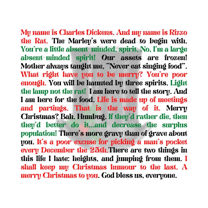 The Muppet Christmas Carol Movie Quotes Print Christmas Print Digital ...