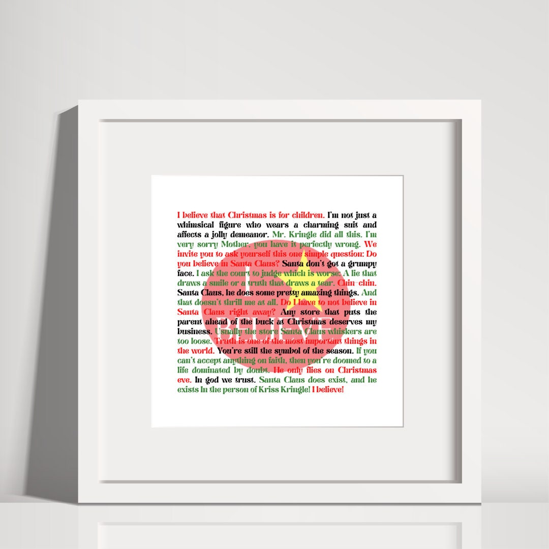 Miracle on 34th Street Movie Quotes Print - Christmas Print - Digital ...