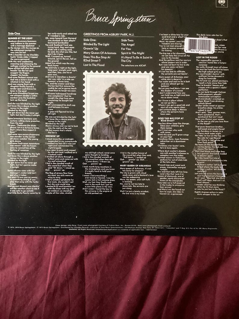 Bruce Springsteen Greetings From Asbury Park Vinyl - Etsy