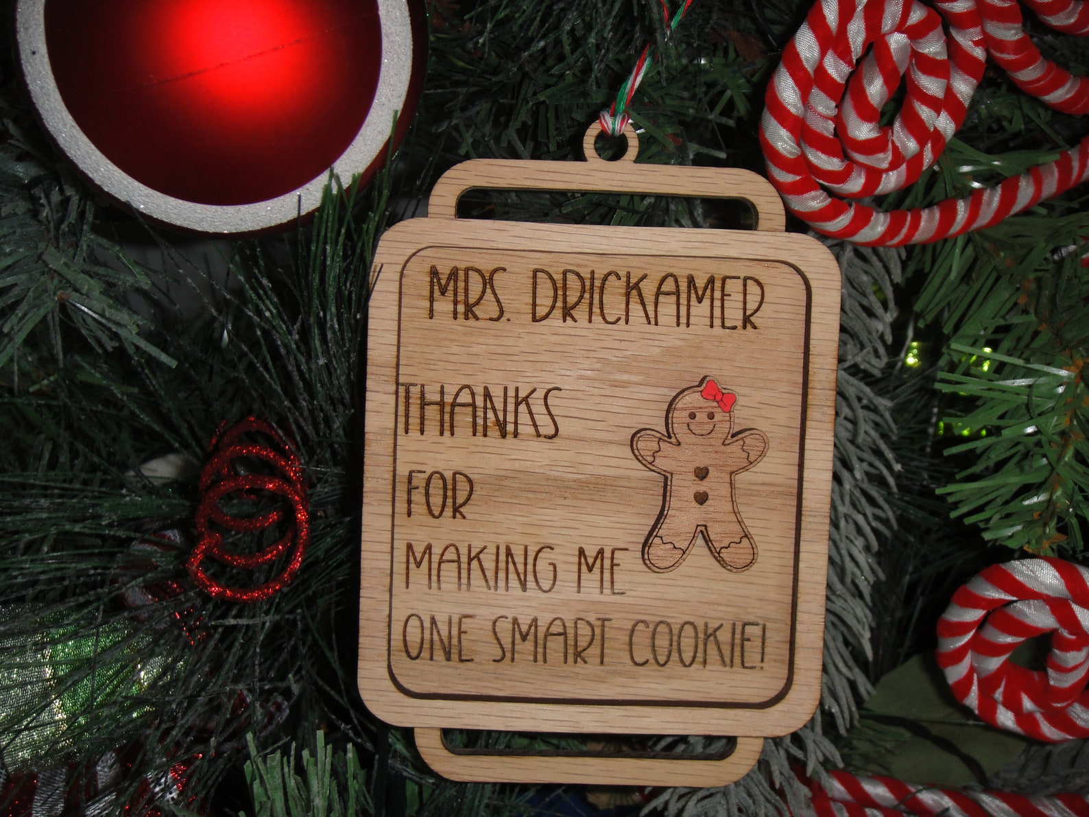 Customized Christmas Ornament, Teacher Gift, One Smart Cookie Ornament ...