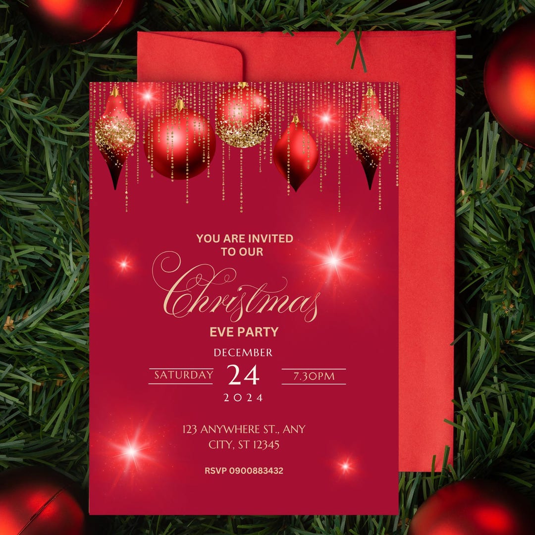 Editable Christmas Party Invitation, Christmas Party Invitation ...