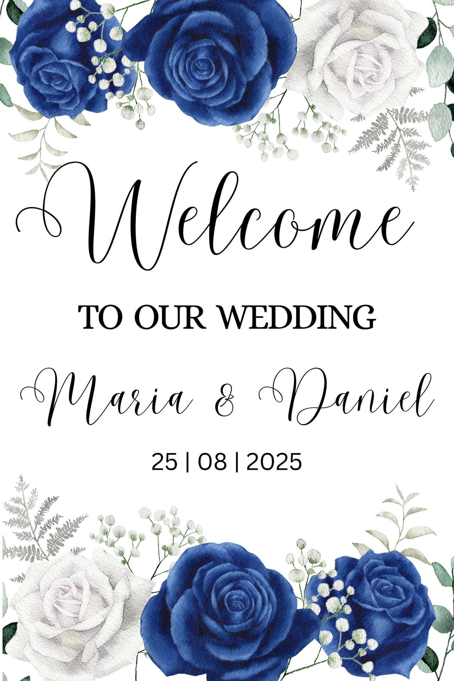Royal Blue Wedding , Welcome Sign , Blue Editable Welcome Poster ...