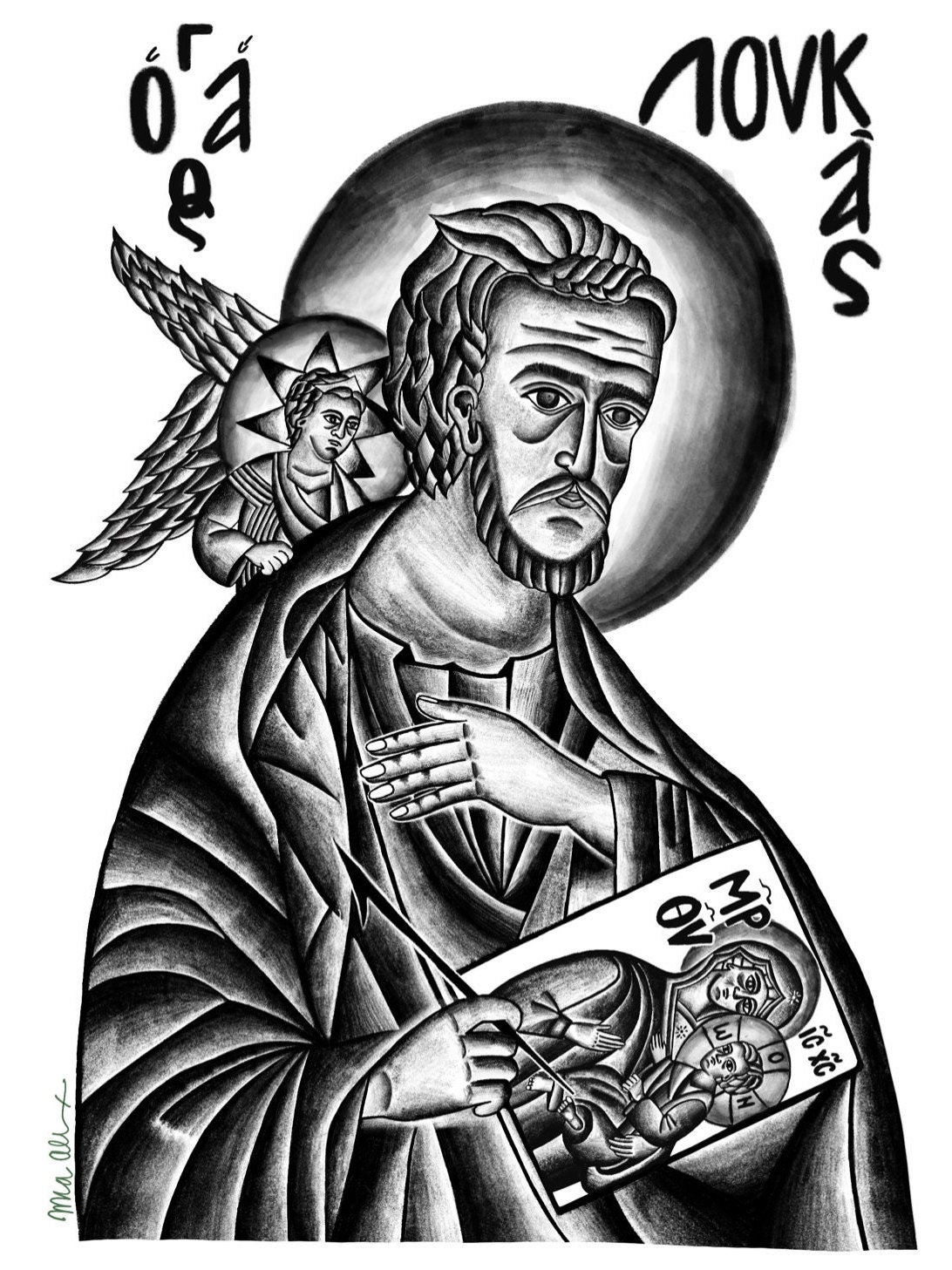 Hand Drawn & Original - St. Luke the Evangelist Illustration - Print ...