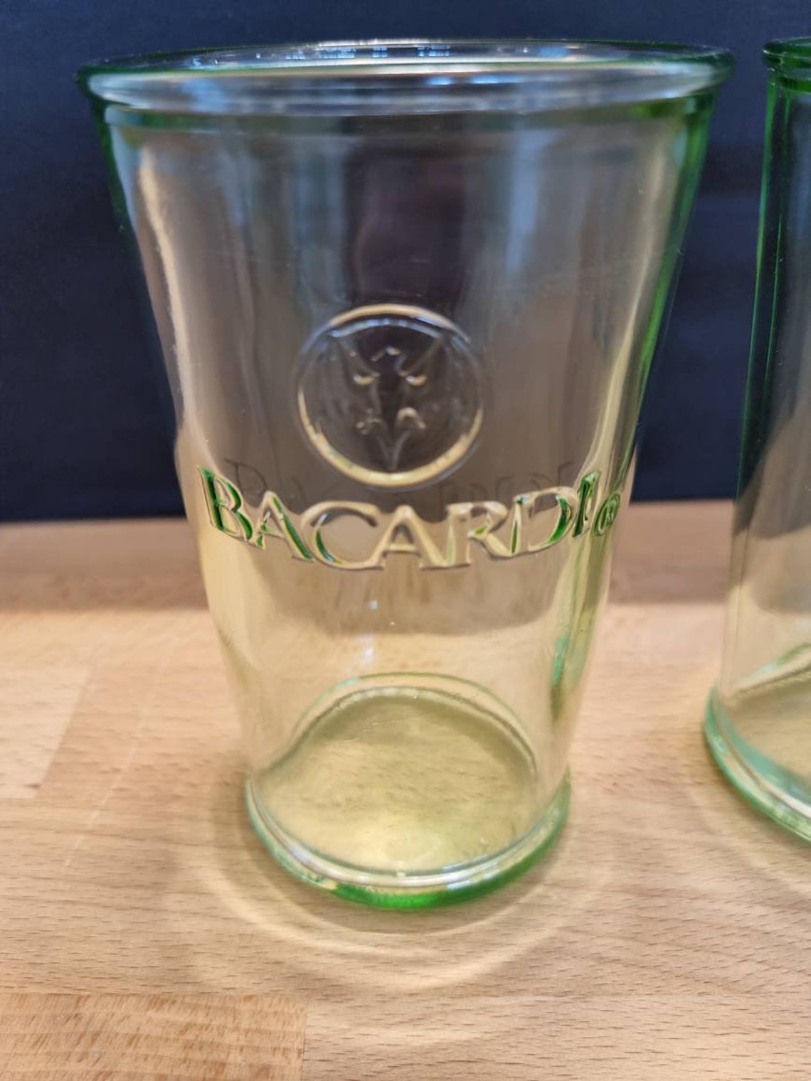2 Beautiful Vintage Bacardi Glasses, in a Beautiful Green Color. - Etsy