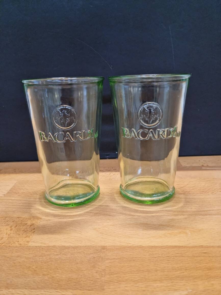 2 Beautiful Vintage Bacardi Glasses, in a Beautiful Green Color. - Etsy