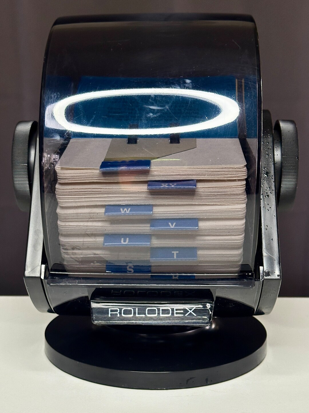 Vintage Unused Rolodex Model SW-24C Wood and Black Covered Wheel ...