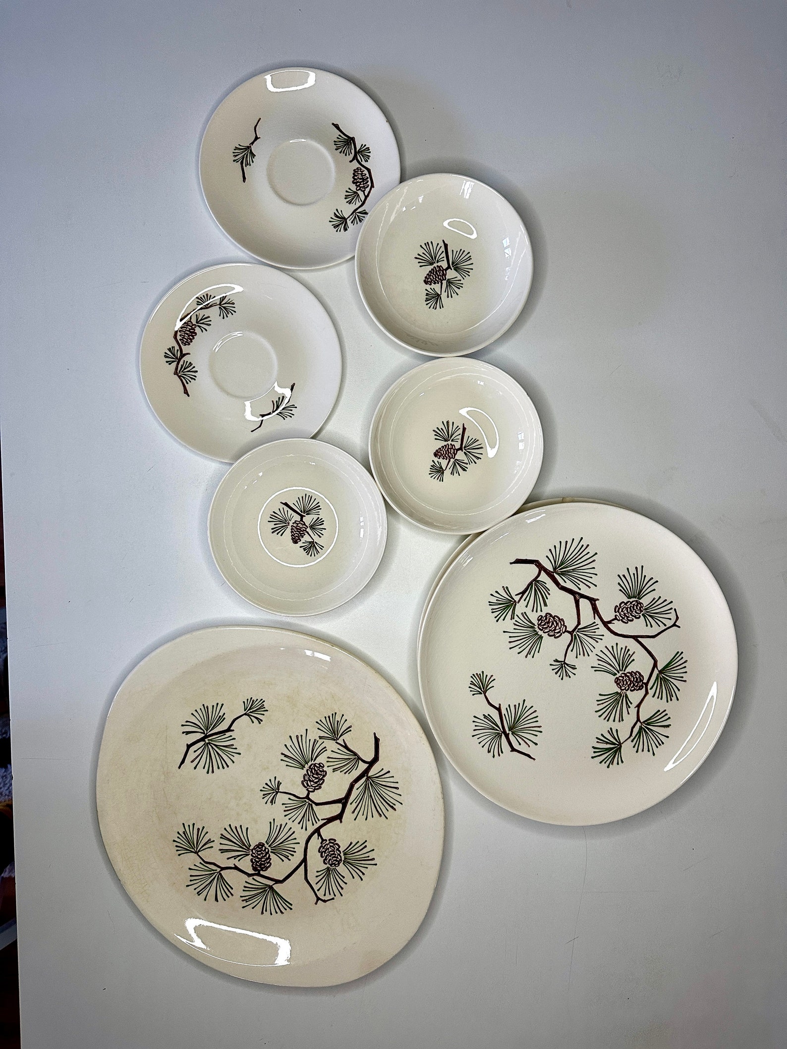 Your Choice of Vintage Hand Painted Pine Boughs and Pinecone Saucers ...