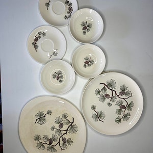 Your Choice of Vintage Hand Painted Pine Boughs and Pinecone Saucers ...