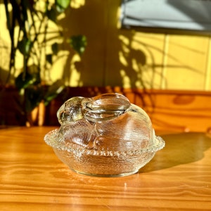 Beautiful Vintage Indiana Glass Bunny on a Nest Glass Dish/vintage ...