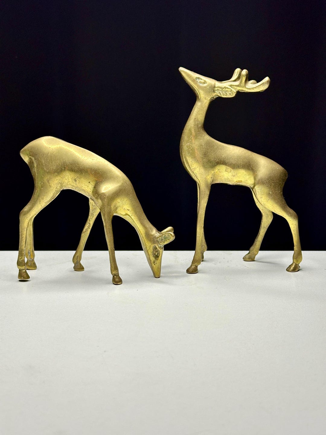 Set of Two Vintage MCM Brass Deer/reindeer/vintage Brass Reindeer ...
