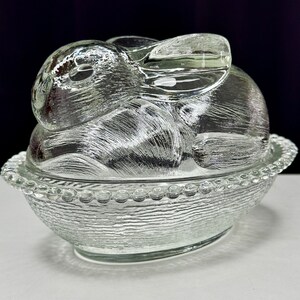 Beautiful Vintage Indiana Glass Bunny on a Nest Glass Dish/vintage ...