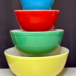 Set of Four Vintage Pyrex Primary Mixing Bowls/vintage MCM Primary ...