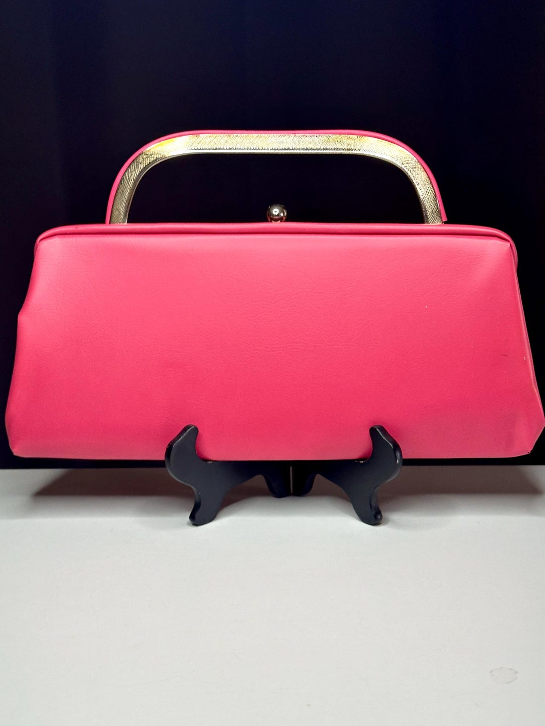 Vintage 1950s Bright Pink Convertible Clutch Handbag With Metal Handle ...
