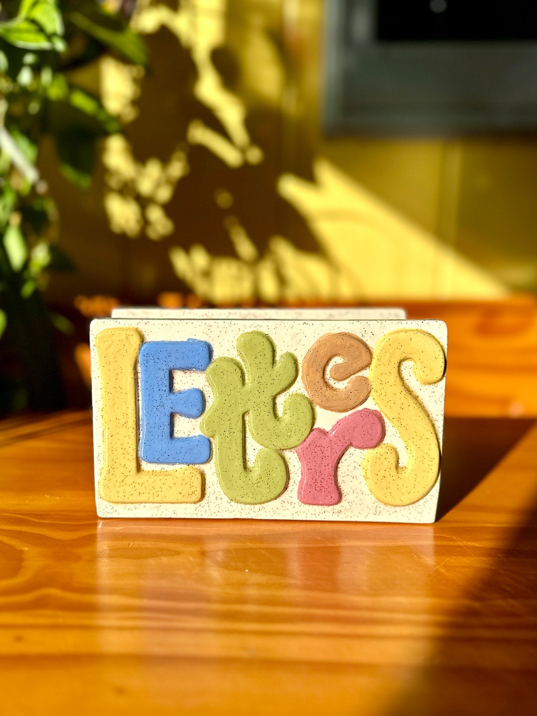 Colorful Vintage Ceramic Letters Holder/handmade Vintage Ceramic Letter ...