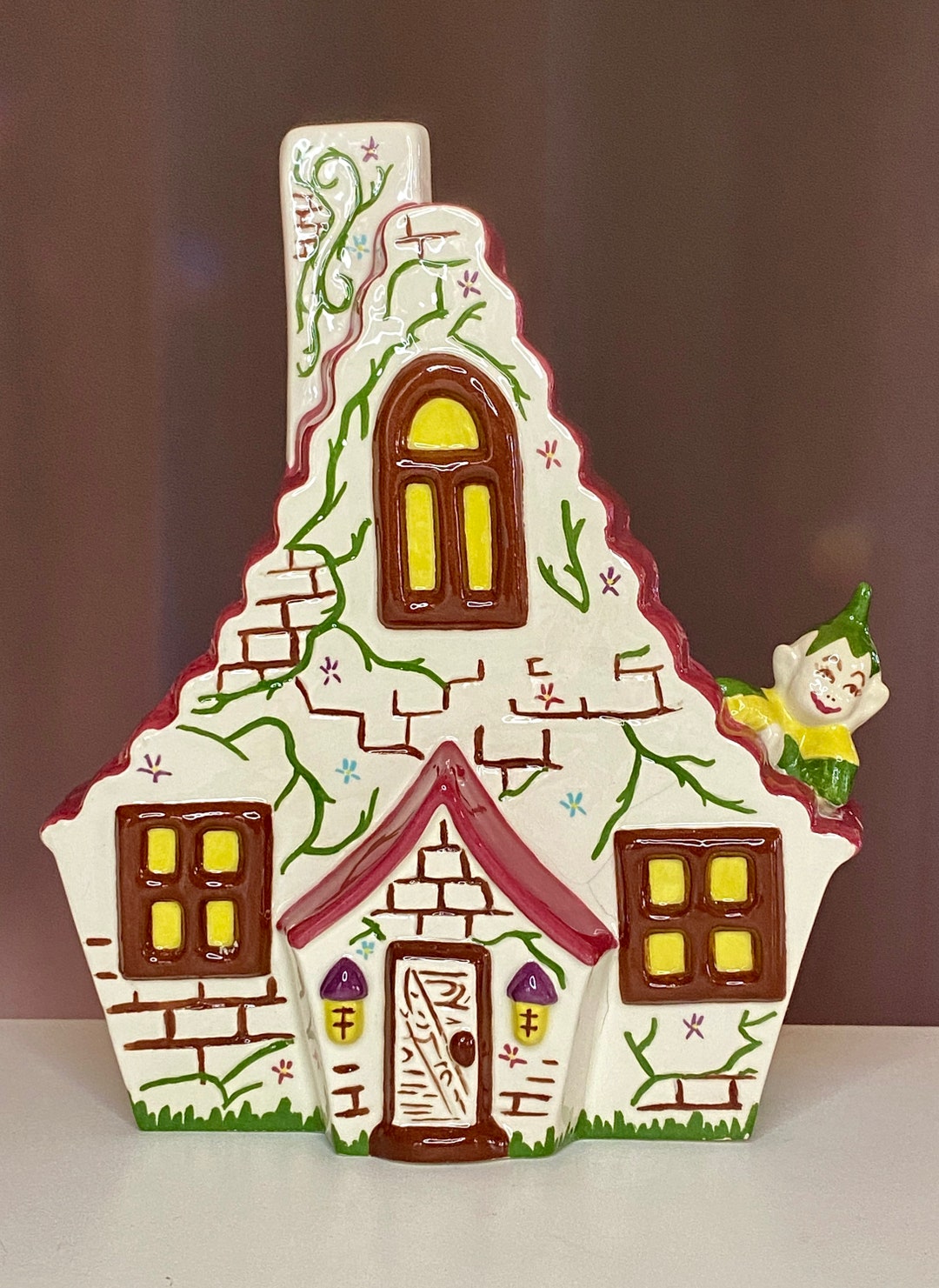 Adorable Vintage MCM Ceramic Elf House Pocket Planter/mid Century ...