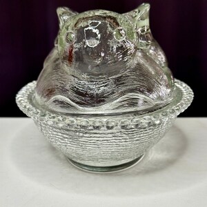 Beautiful Vintage Indiana Glass Bunny on a Nest Glass Dish/vintage ...