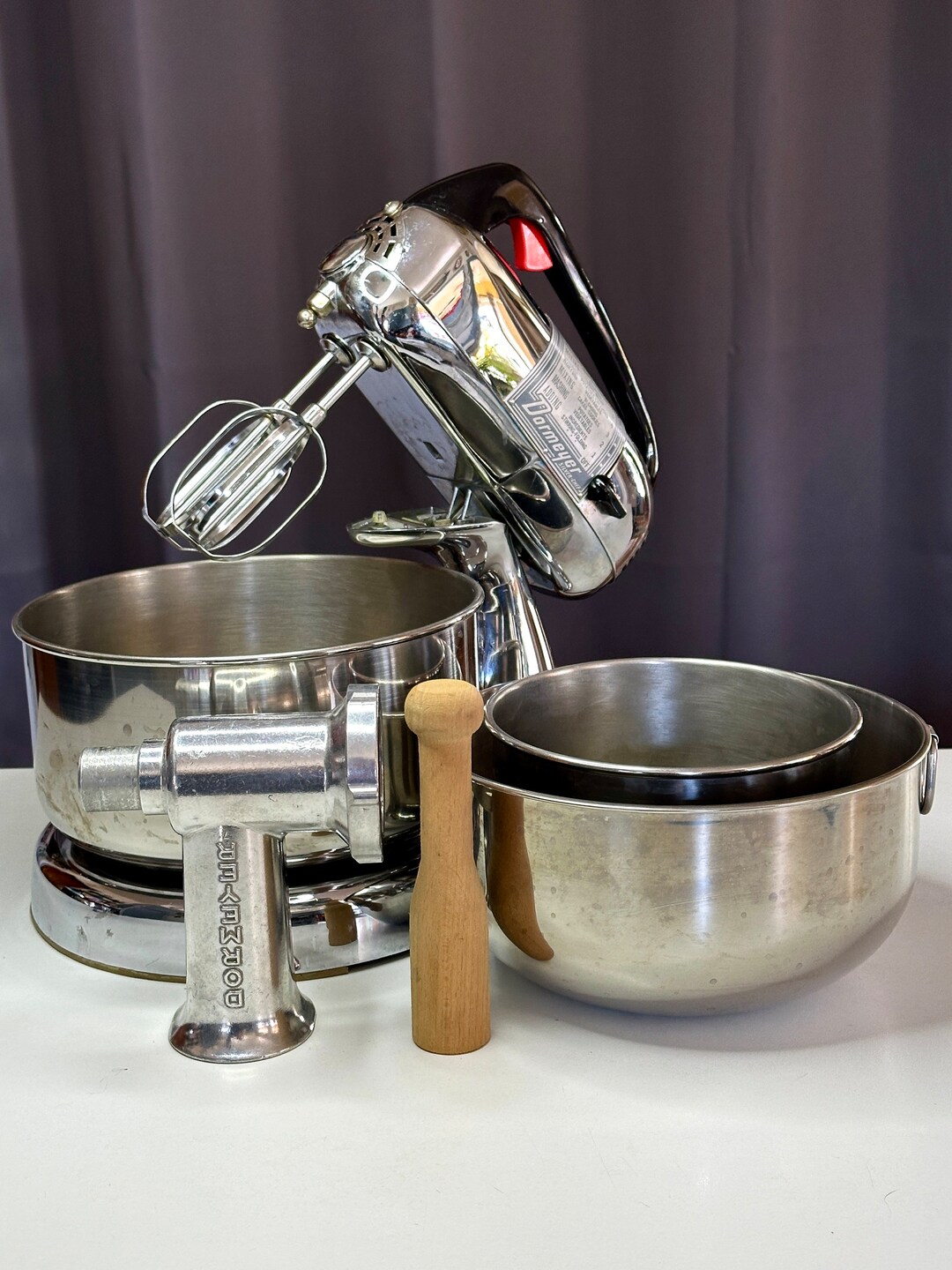 Working Vintage MCM Chrome Dormeyer Stand Mixer With Three Matching ...
