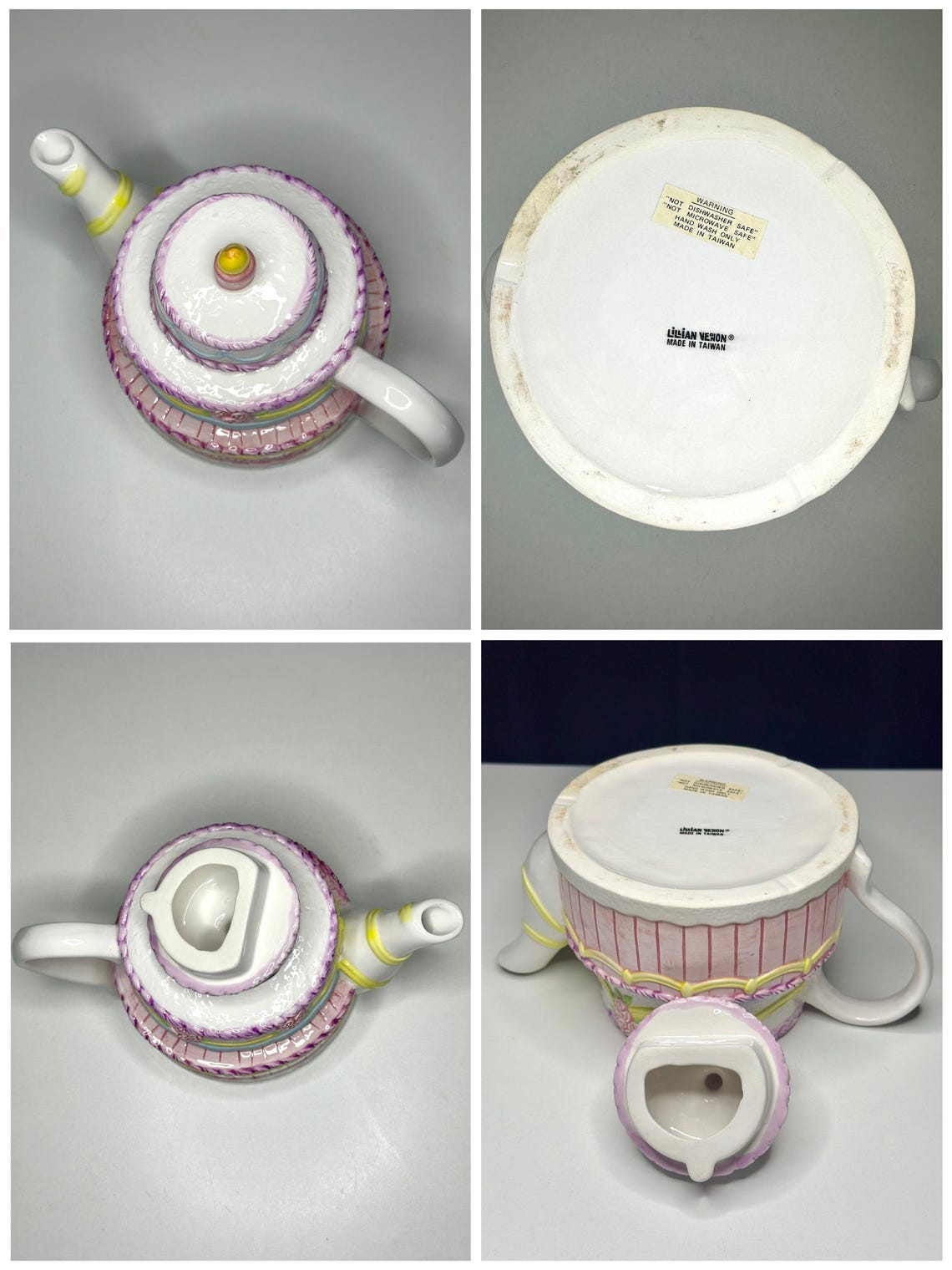 Vintage Lillian Vernon Happy Birthday Teapot – Ceramic Birthday Cake ...