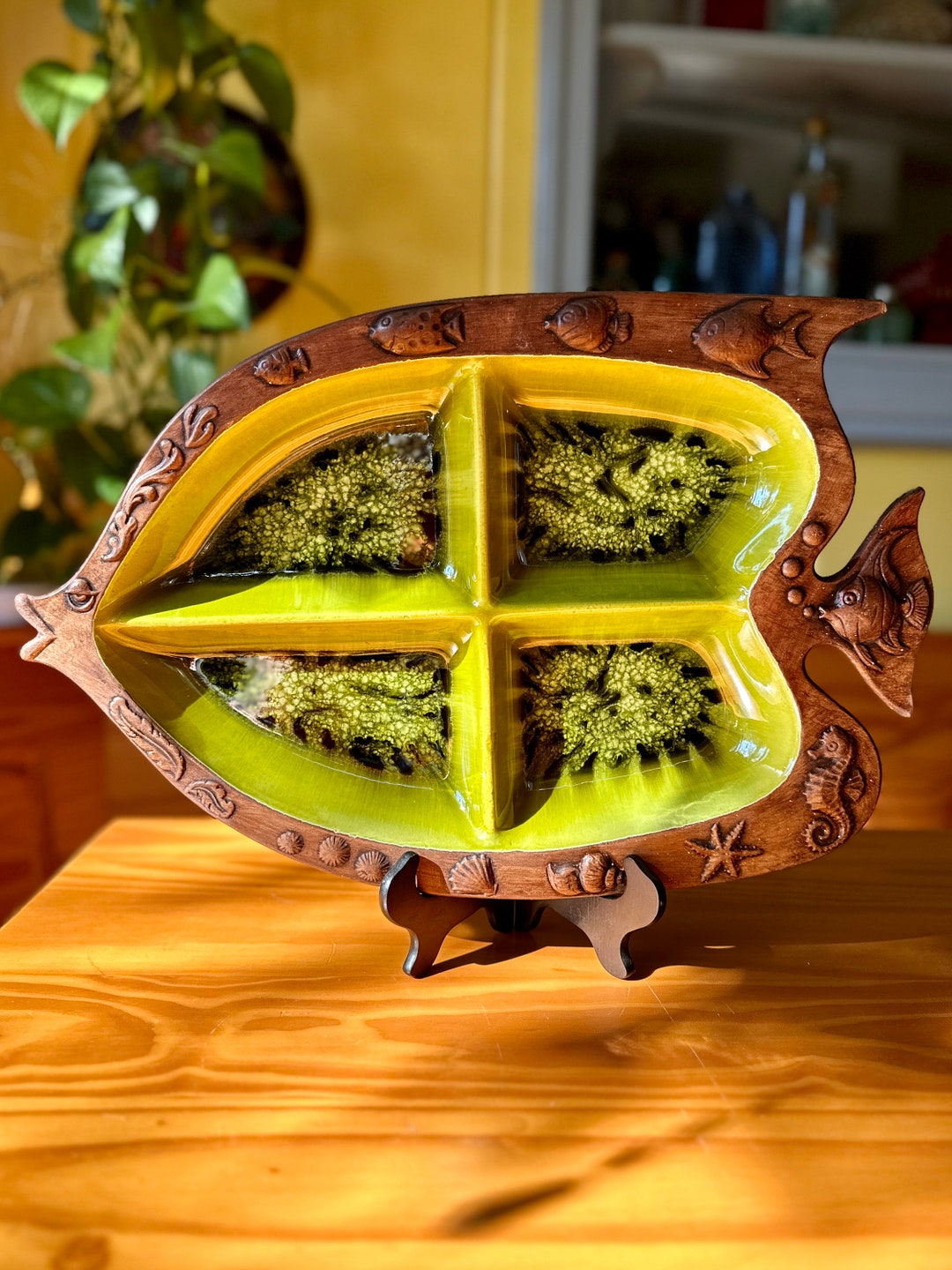 Fantastic Vintage MCM Treasure Craft Ceramic Fish With Sea Life Serving ...