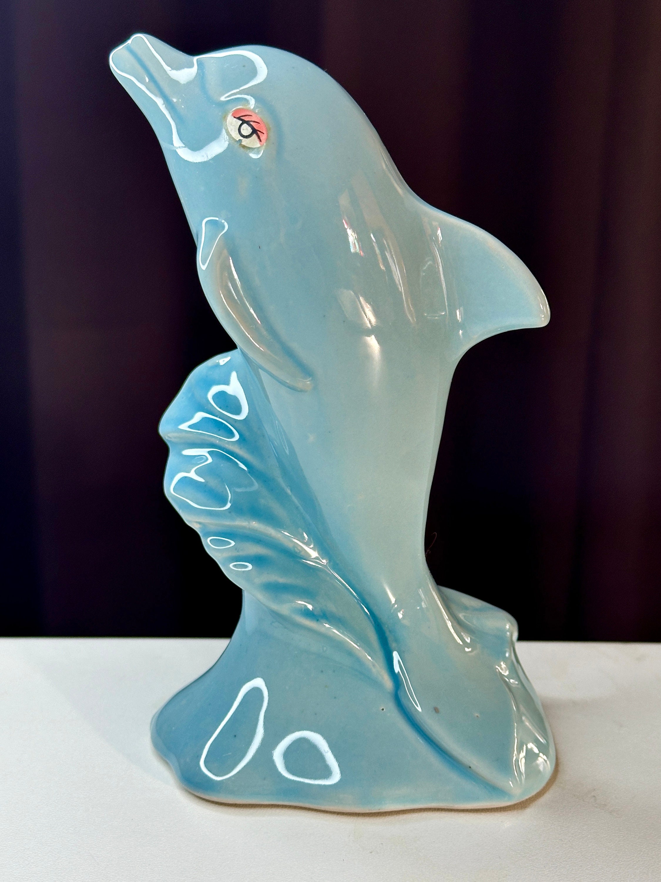 Colorful Vintage Ceramic Dolphin Figurine Made in - Etsy