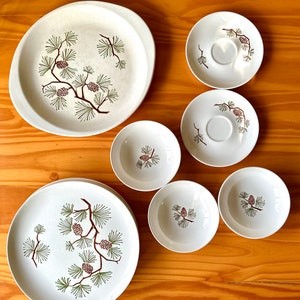 Your Choice of Vintage Hand Painted Pine Boughs and Pinecone Saucers ...