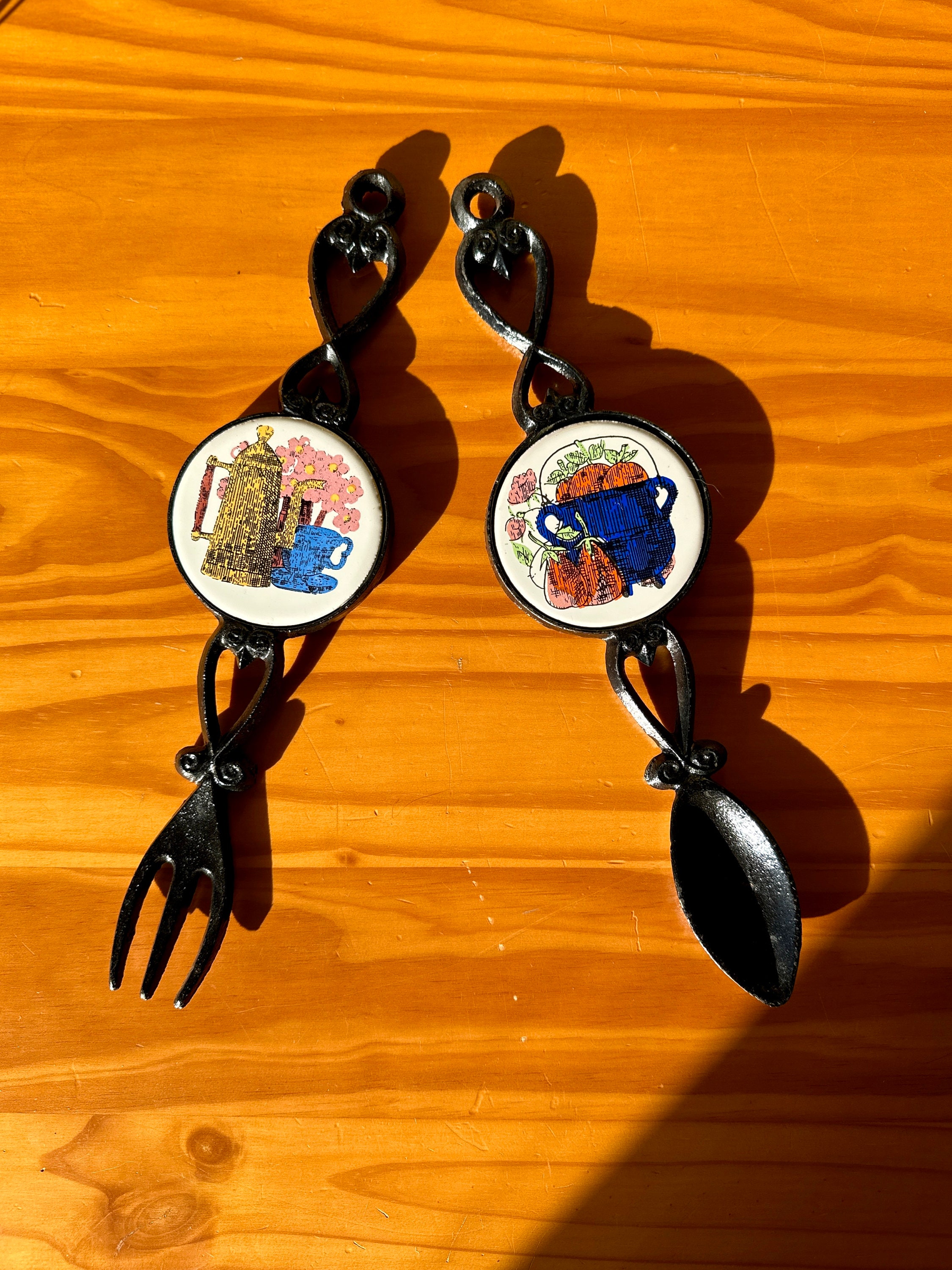 Vintage MCM Decorative Hanging Cast Iron Fork and Spoon With - Etsy