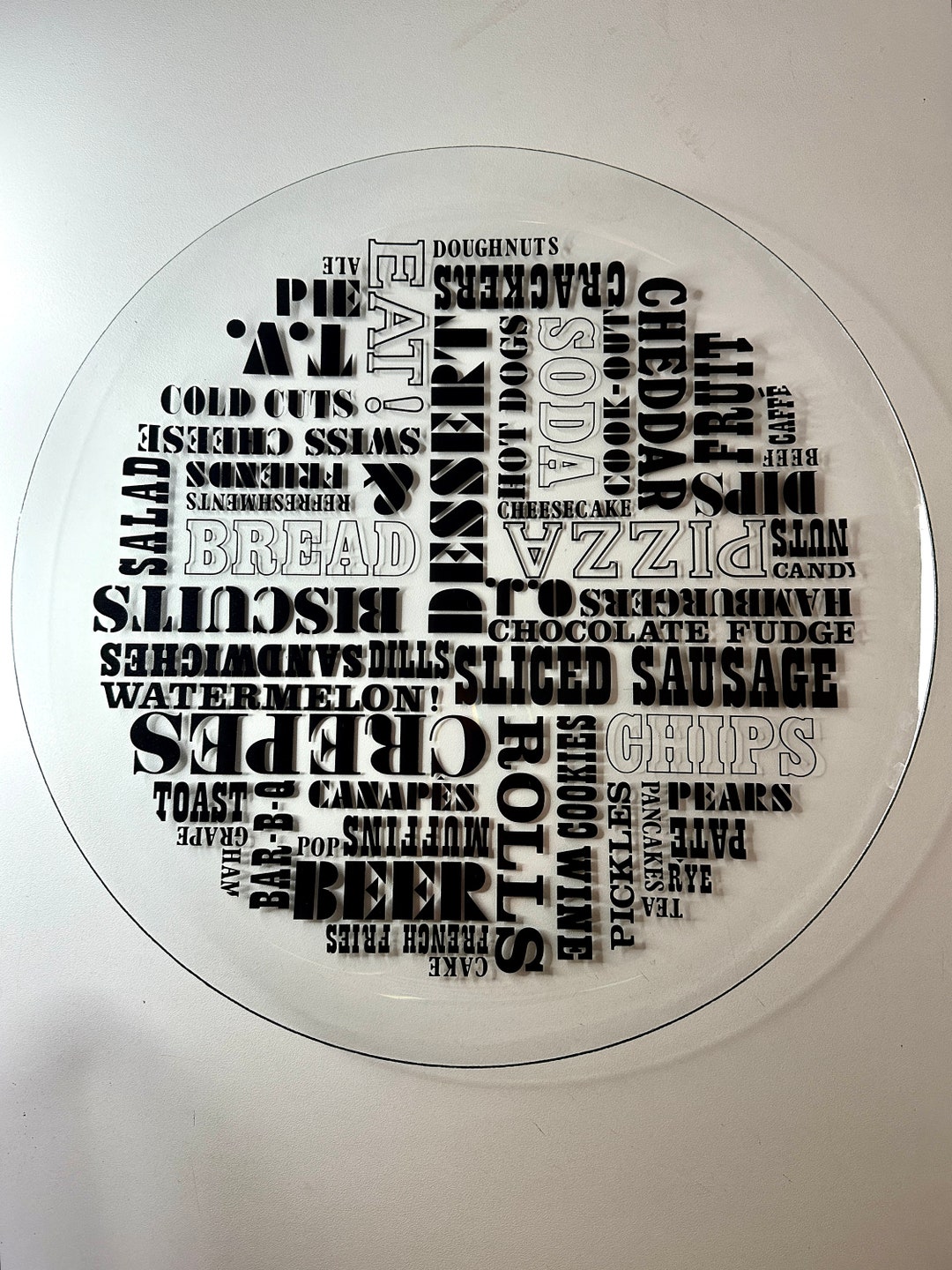 Large Vintage Black Font Glass Serving Plate/vintage Serving Platter ...